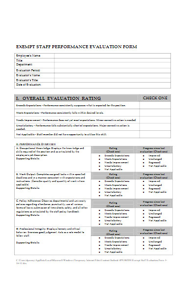FREE 13+ Staff Evaluation Forms Download – How to Create Guide, Tips