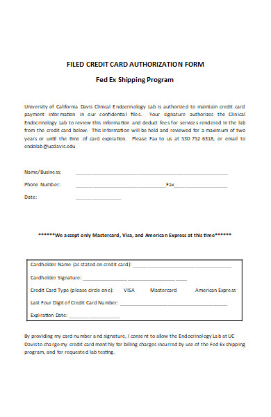 FREE 50+ Credit Card Authorization Forms Download – How to Create Guide ...