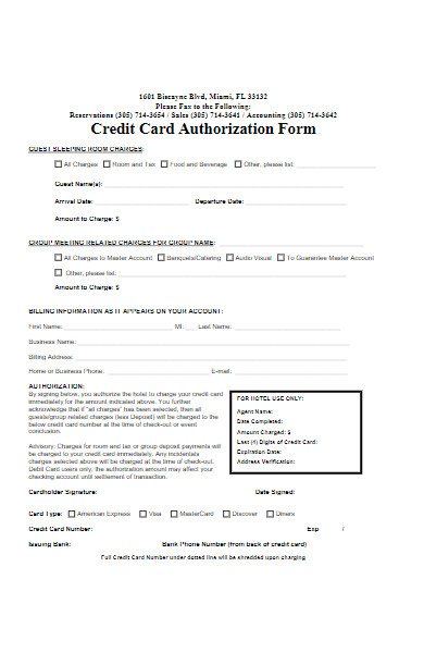 FREE 50+ Credit Card Authorization Forms Download – How to Create Guide ...