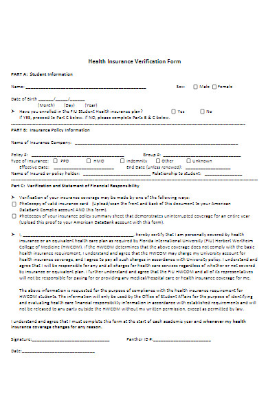 FREE 50+ Medical Insurance Verification Forms Download – How to Create ...