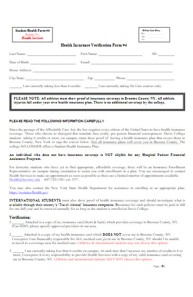 FREE 50+ Medical Insurance Verification Forms Download – How to Create ...