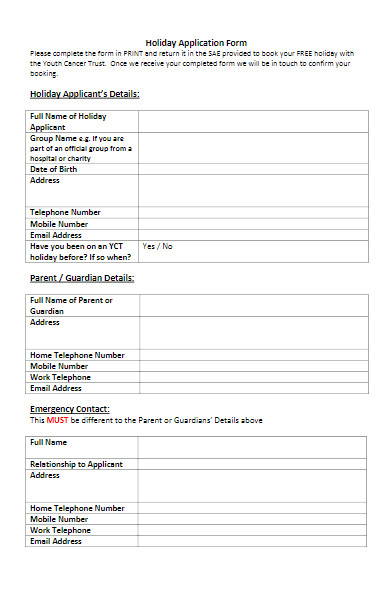 FREE 35+ Holiday Application Forms Download – How to Create Guide, Tips