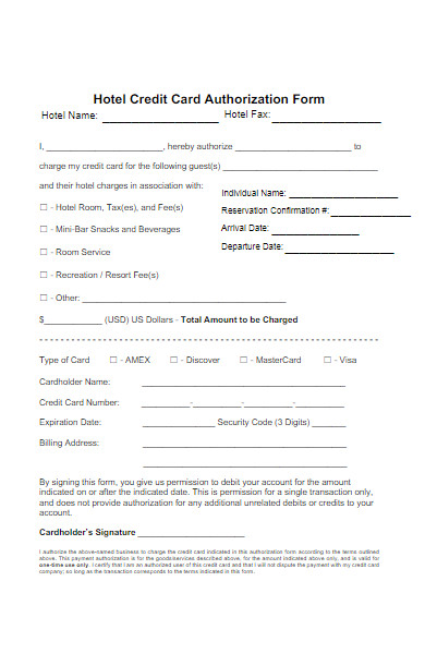 FREE 50+ Credit Card Authorization Forms Download – How to Create Guide ...