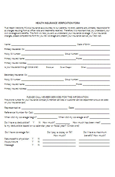 FREE 50+ Medical Insurance Verification Forms Download – How to Create ...