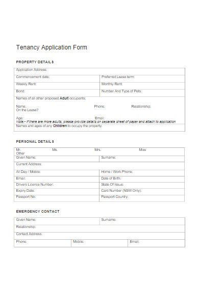 FREE 50+ Tenancy Application Forms in PDF | MS Word