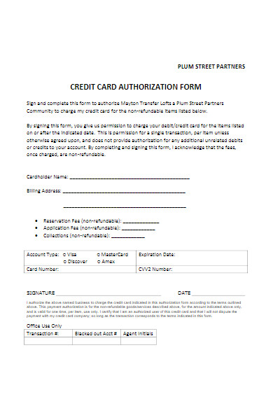 FREE 50+ Credit Card Authorization Forms Download – How to Create Guide ...