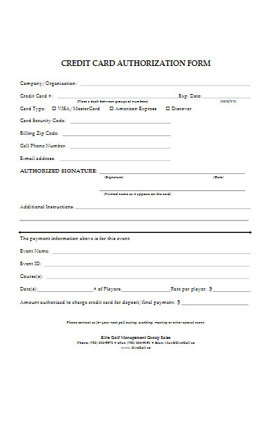 FREE 50+ Credit Card Authorization Forms Download – How to Create Guide ...