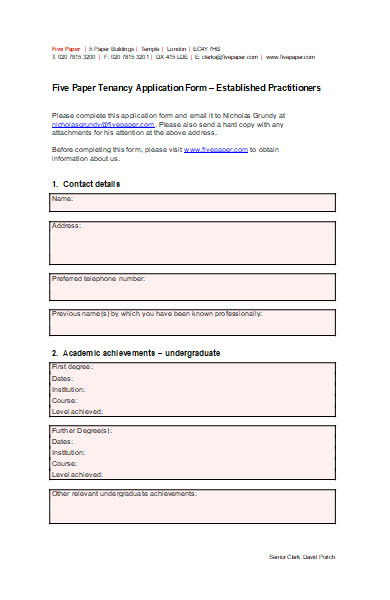 FREE 50+ Tenancy Application Forms in PDF | MS Word