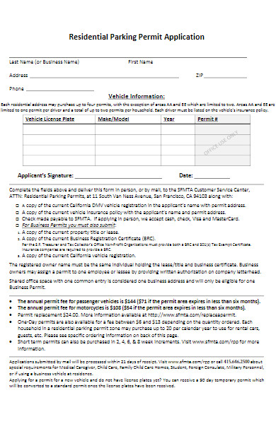 FREE 35+ Parking Application Forms Download – How to Create Guide, Tips