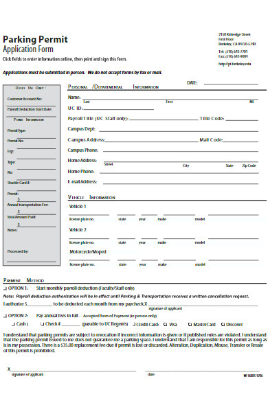 FREE 35+ Parking Application Forms Download – How to Create Guide, Tips
