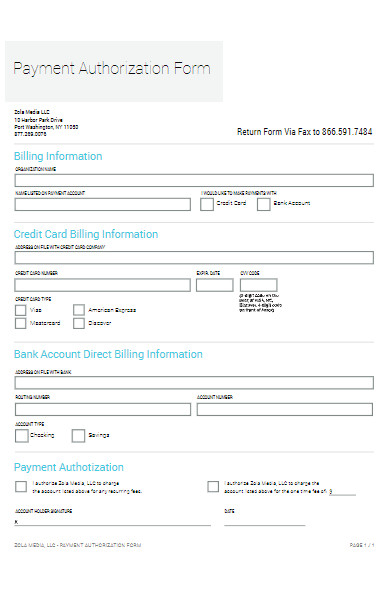 FREE 50+ Payment Authorization Forms Download – How to Create Guide, Tips