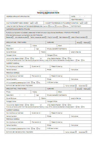 FREE 50+ Tenancy Application Forms in PDF | MS Word
