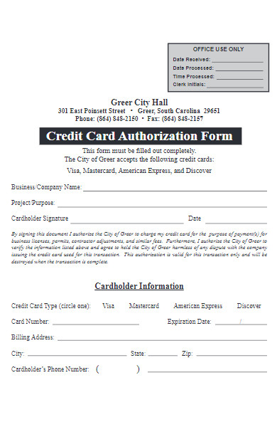 FREE 50+ Credit Card Authorization Forms Download – How to Create Guide ...