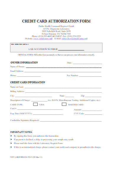 FREE 50+ Credit Card Authorization Forms Download – How to Create Guide ...