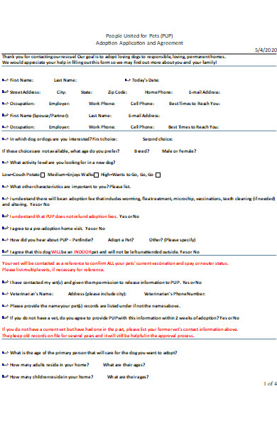 FREE 52+ Puppy Application Forms in PDF | MS Word