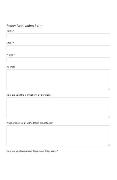 FREE 52+ Puppy Application Forms in PDF | MS Word