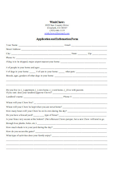FREE 52+ Puppy Application Forms in PDF | MS Word