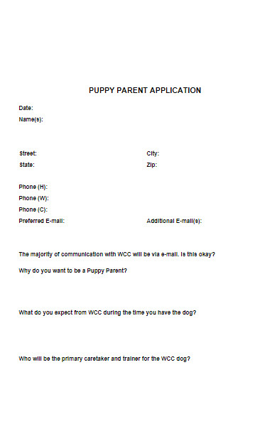 FREE 52+ Puppy Application Forms in PDF | MS Word
