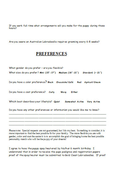 FREE 52+ Puppy Application Forms in PDF | MS Word