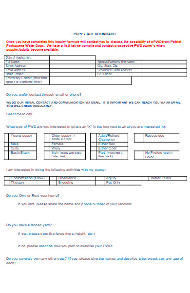 FREE 52+ Puppy Application Forms in PDF | MS Word