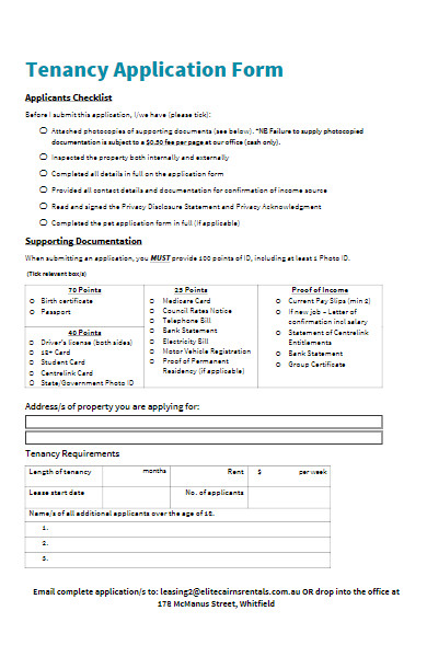 FREE 50+ Tenancy Application Forms in PDF | MS Word