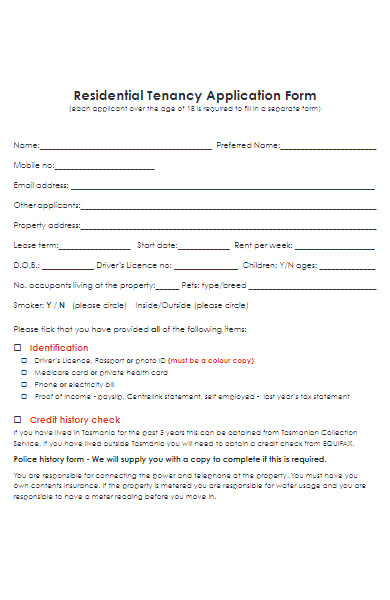 FREE 50+ Tenancy Application Forms in PDF | MS Word