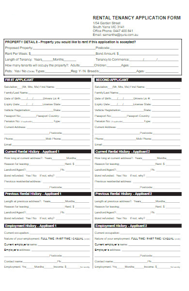 FREE 50+ Tenancy Application Forms in PDF | MS Word