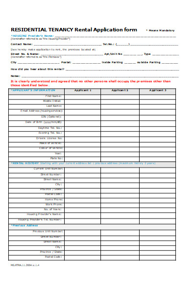 FREE 50+ Tenancy Application Forms in PDF | MS Word