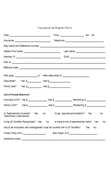FREE 50+ Medical Insurance Verification Forms Download – How to Create ...
