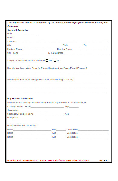 FREE 52+ Puppy Application Forms in PDF | MS Word