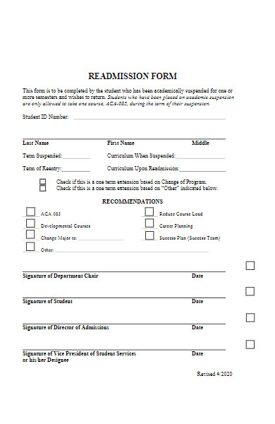 FREE 50+ Readmission Forms Download – How to Create Guide, Tips
