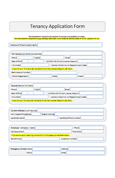 FREE 50+ Tenancy Application Forms in PDF | MS Word