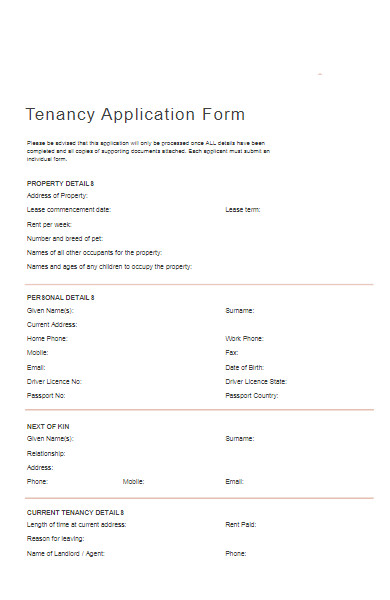 FREE 50+ Tenancy Application Forms in PDF | MS Word