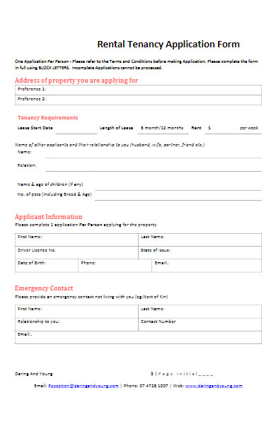 FREE 50+ Tenancy Application Forms in PDF | MS Word