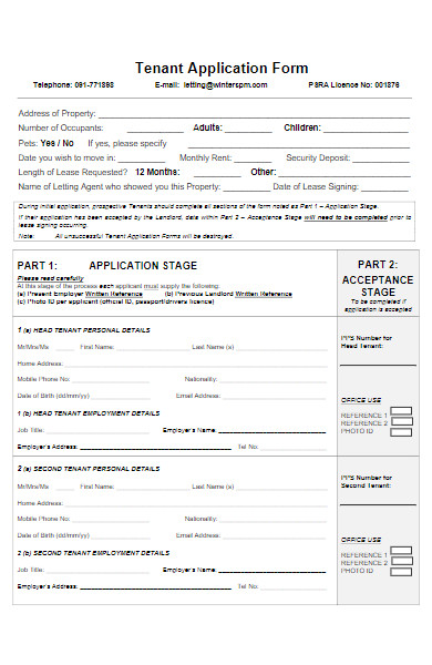 FREE 50+ Tenancy Application Forms in PDF | MS Word