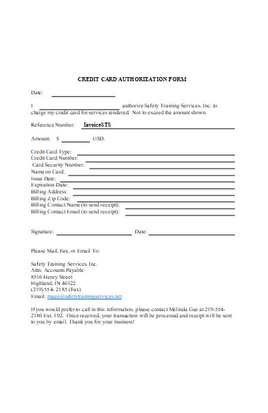 FREE 50+ Credit Card Authorization Forms Download – How to Create Guide ...