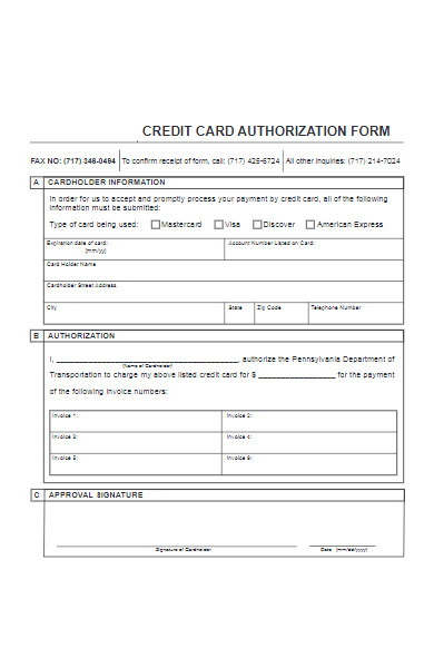 FREE 50+ Credit Card Authorization Forms Download – How to Create Guide ...