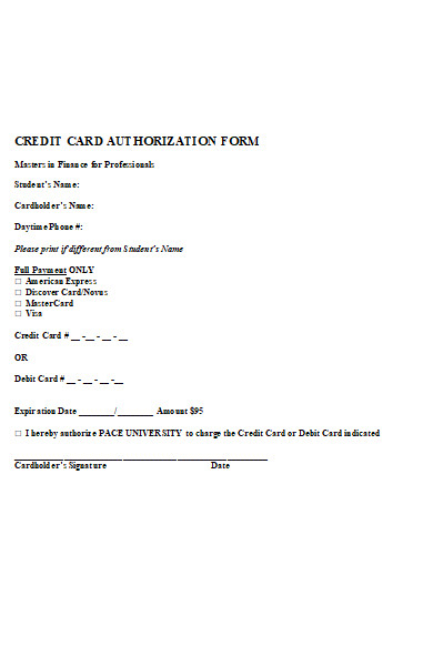 FREE 50+ Credit Card Authorization Forms Download – How to Create Guide ...