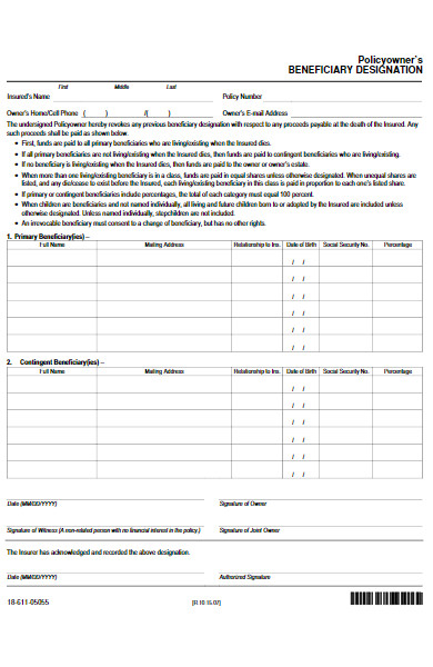 FREE 25+ Life Insurance Beneficiary Forms Download – How to Create ...