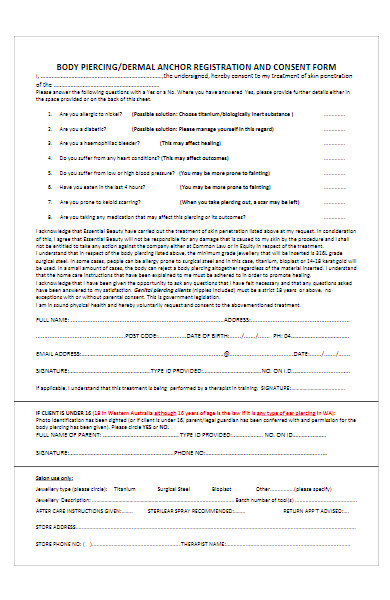 FREE 30+ Piercing Consent Forms Download – How to Create Guide, Tips