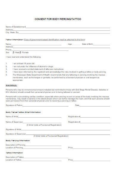 FREE 30+ Piercing Consent Forms Download – How to Create Guide, Tips
