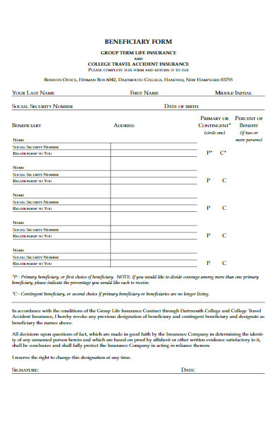 FREE 25+ Life Insurance Beneficiary Forms Download – How to Create ...
