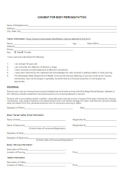 FREE 30+ Piercing Consent Forms Download – How to Create Guide, Tips