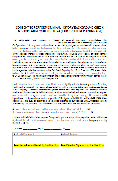 FREE 50+ Background Check Consent Forms Download – How to Create Guide ...