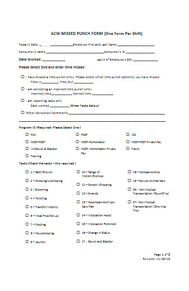 FREE 16+ Missed Punch Forms Download – How to Create Guide, Tips