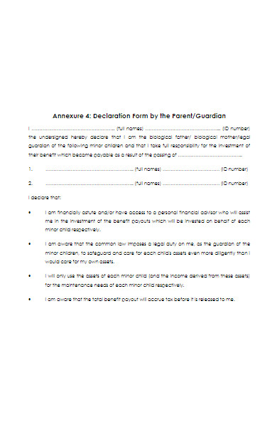 FREE 25+ Guardian Declaration Forms Download – How to Create Guide, Tips