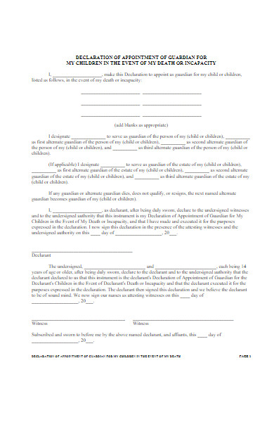 FREE 25+ Guardian Declaration Forms Download – How to Create Guide, Tips