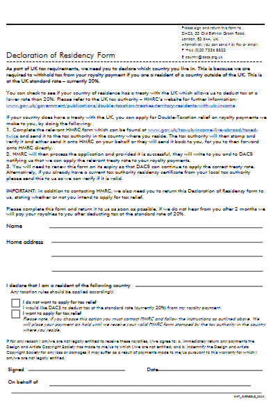 FREE 40+ Residency Declaration Forms Download – How to Create Guide, Tips