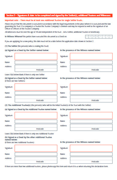 FREE 30+ Trust Declaration Forms in PDF