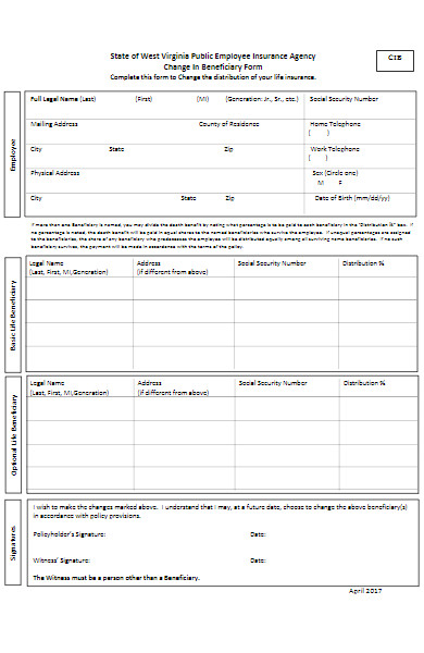 FREE 25+ Life Insurance Beneficiary Forms Download – How to Create ...